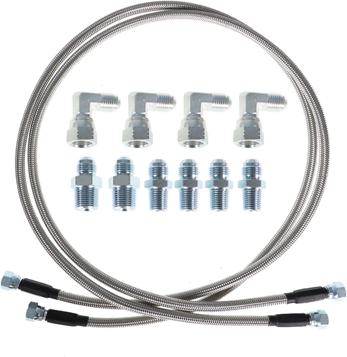 munirater Stainless Steel Braided 52inch Long Transmission Cooler Hoses ...