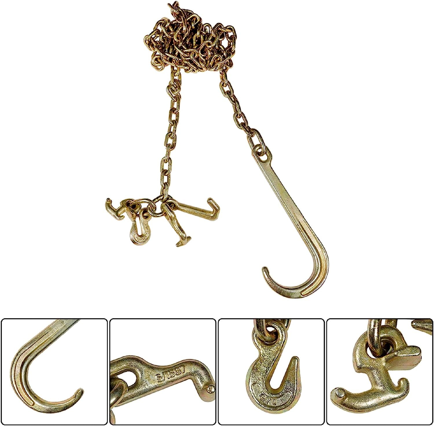 munirater Transport Tow Chain J Hook Long Shank w/ R T J & Grab Hook 2 ...