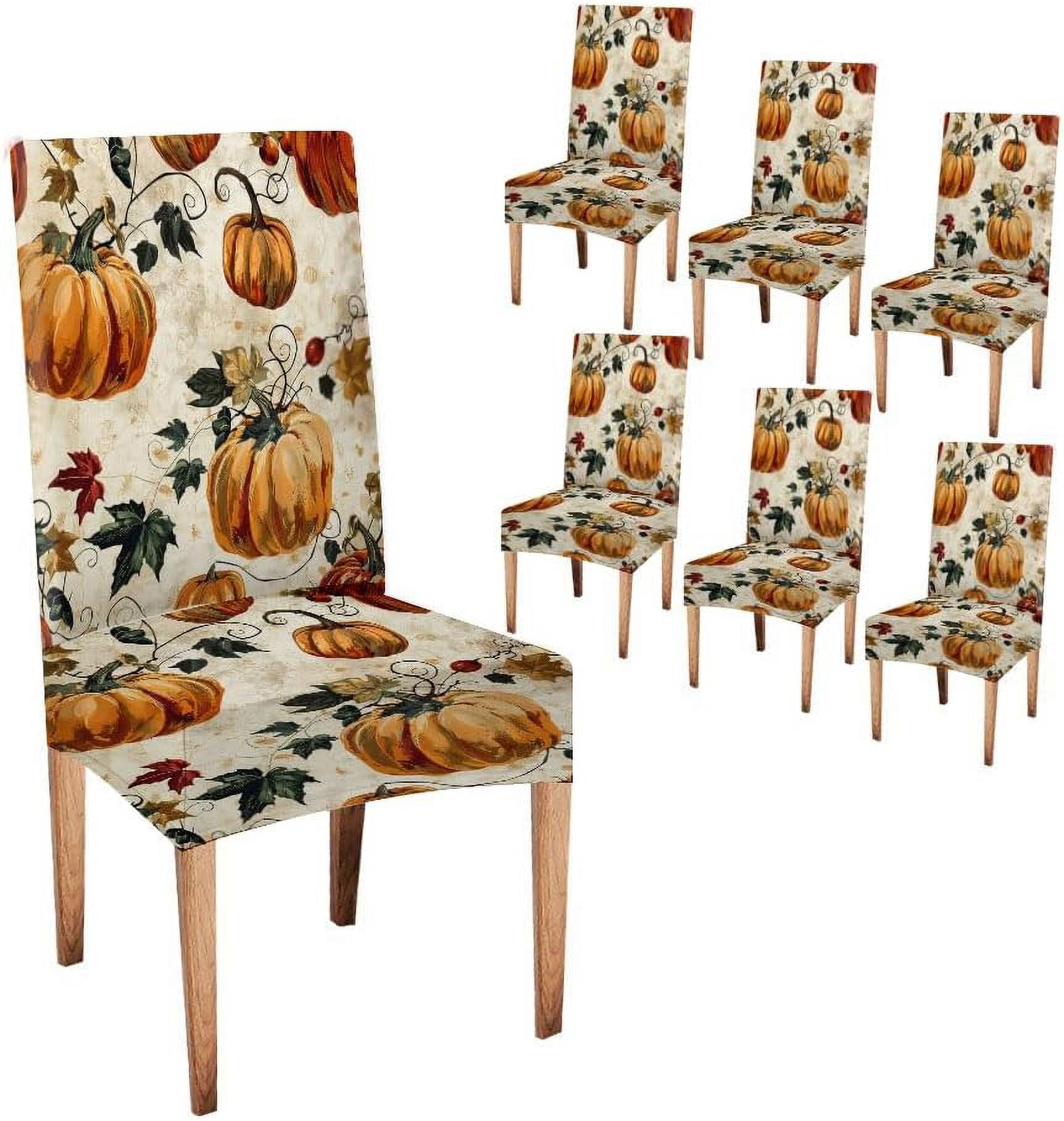 muroi Fall Chair Covers Set of 6 Thanksgiving Pumpkin Chair Covers for ...