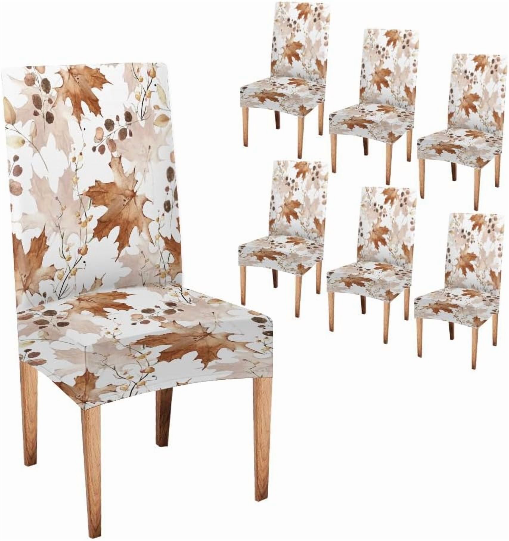 muroi Slipcover Chair Covers Set of 6 Autumn Maple Leaves Pattern ...