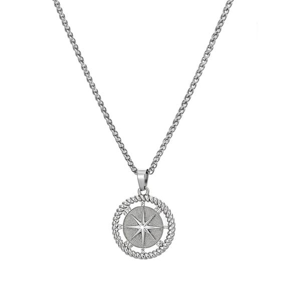 murtoo Stainless Steel Compass Pendant Necklace for Men Women, 18 Inch ...