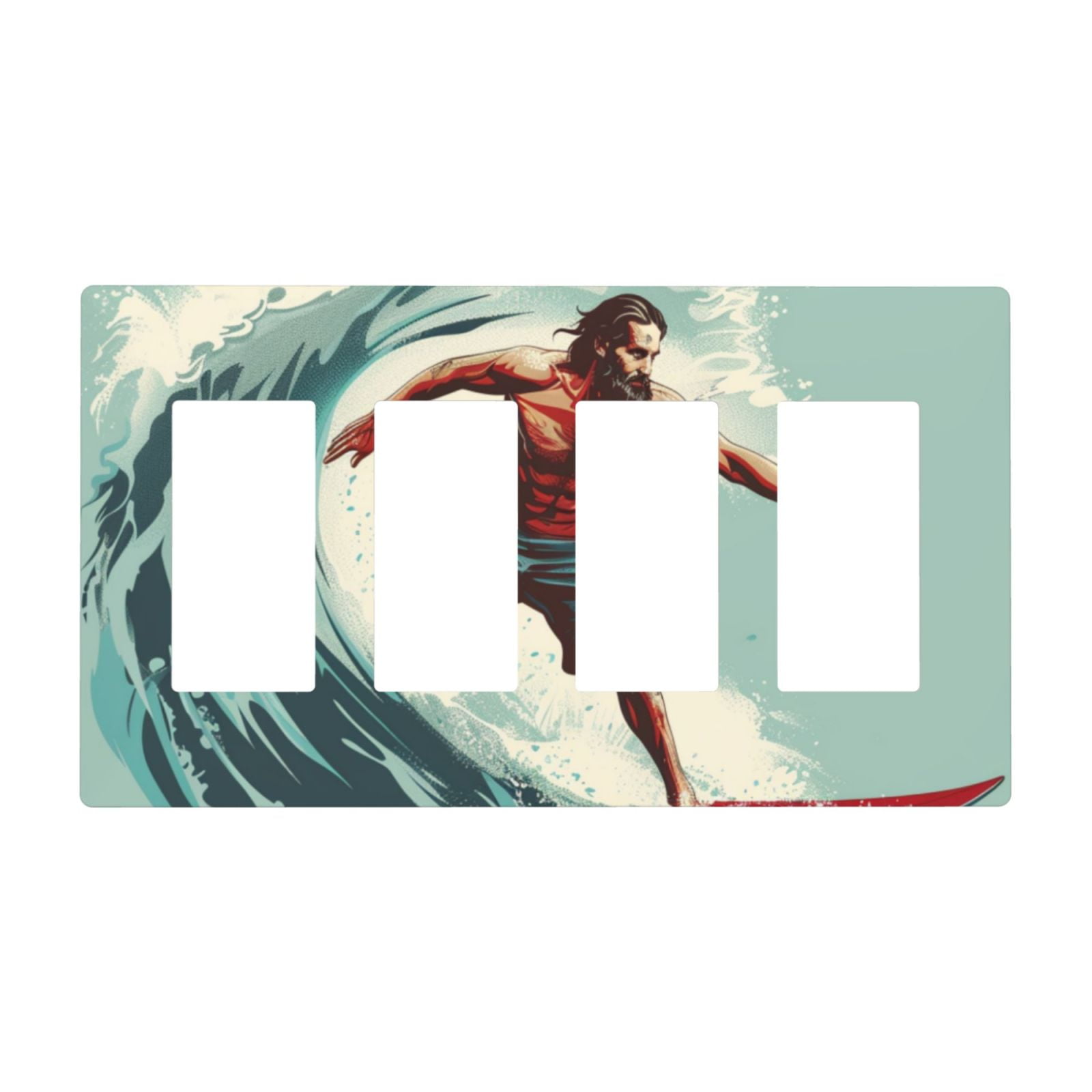 muscle man surfing Switch Cover Decorative Wall Plate / 4-Gang ...