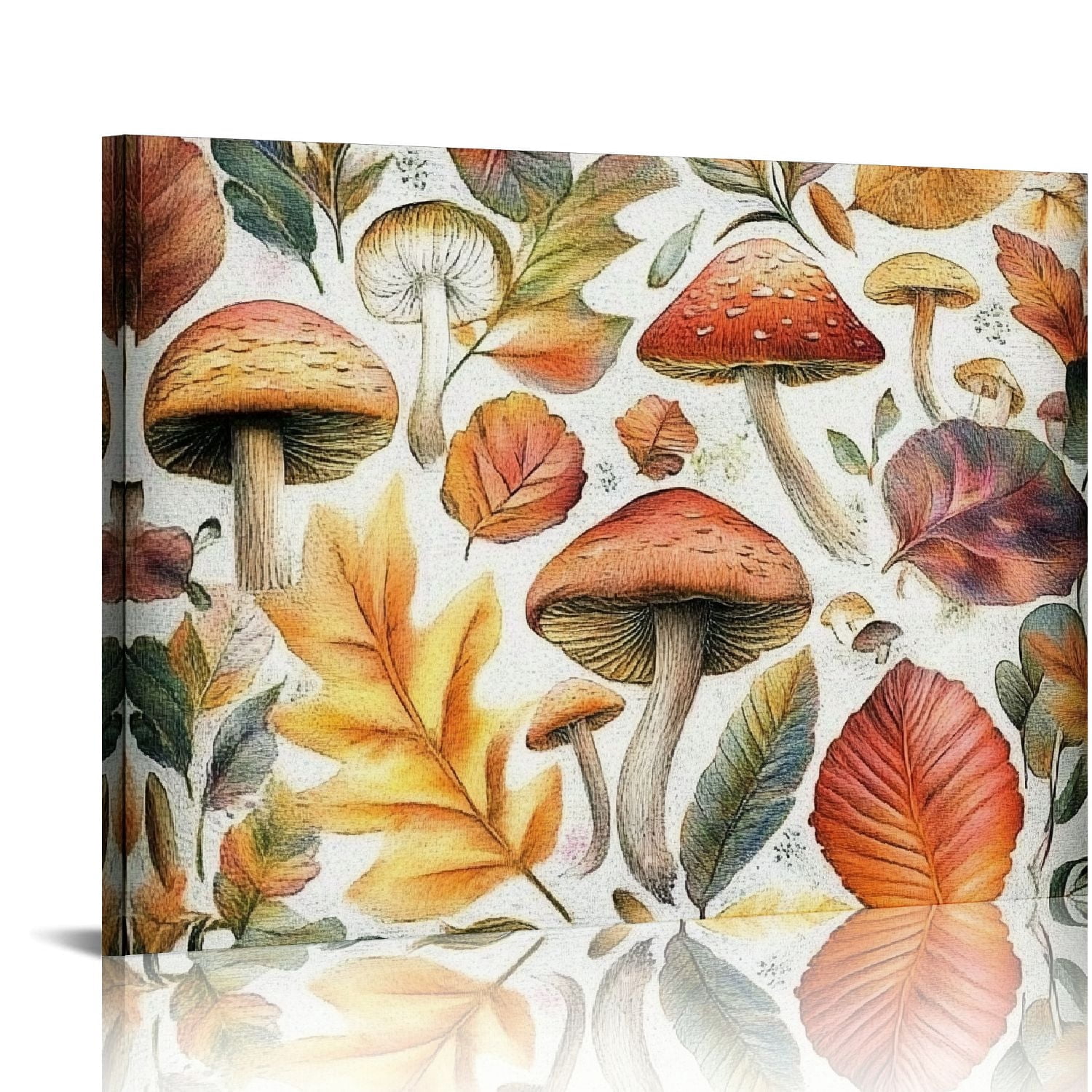 mushrooms leaves Canvas Wall Art Living Room Bedroom Home Office Wall ...