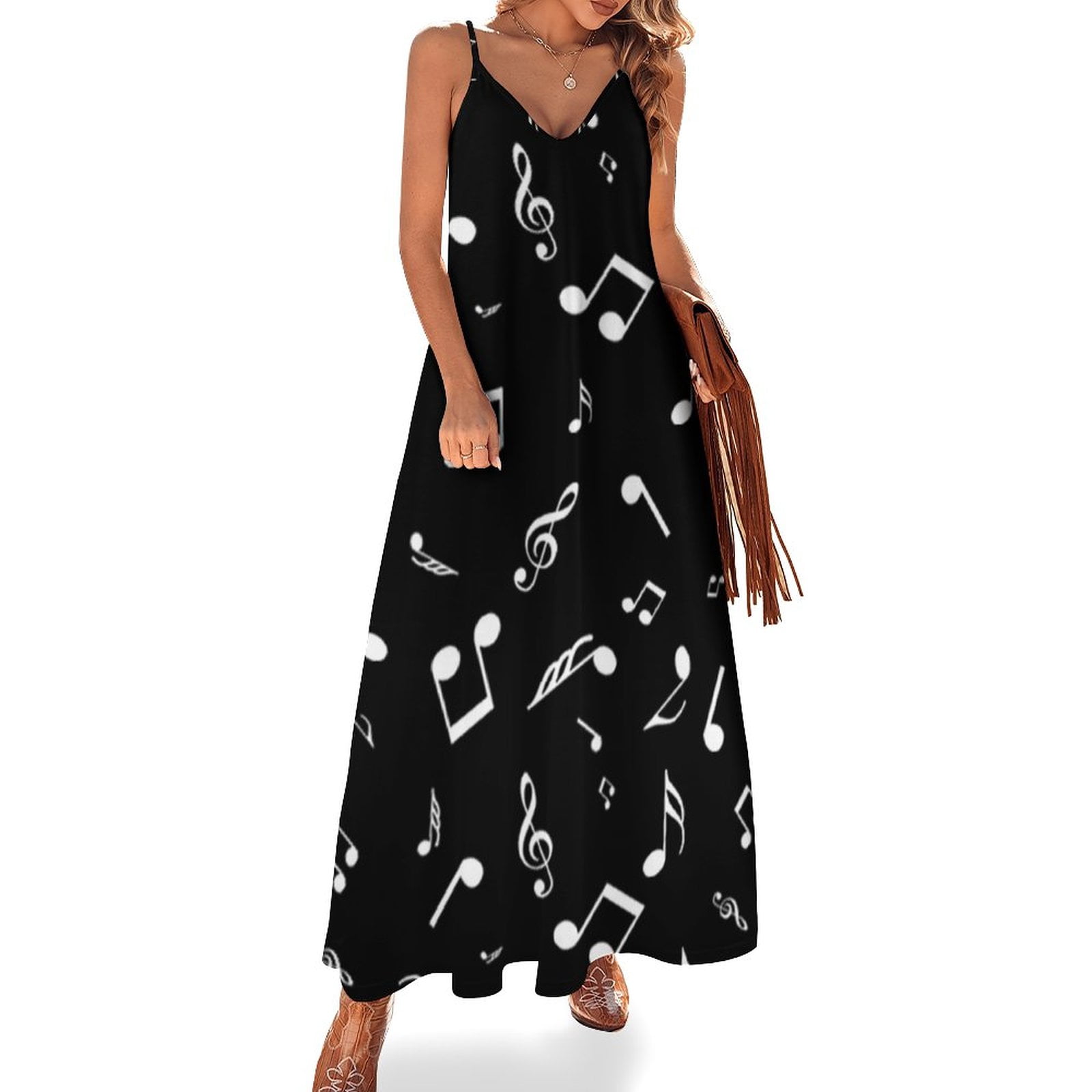 music notes allovers Sleeveless Dress dresses ladies summer women's ...