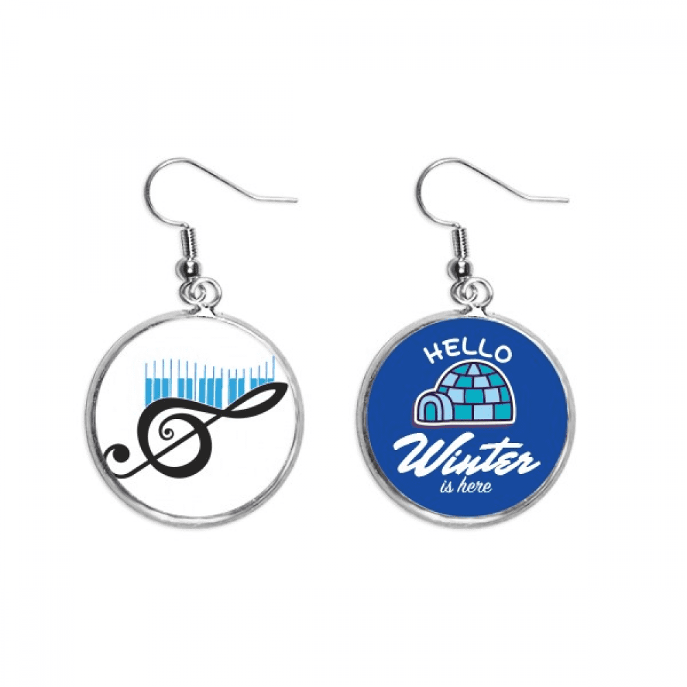 musical symbolic melody piano keys dangle drop winter ice earring ...