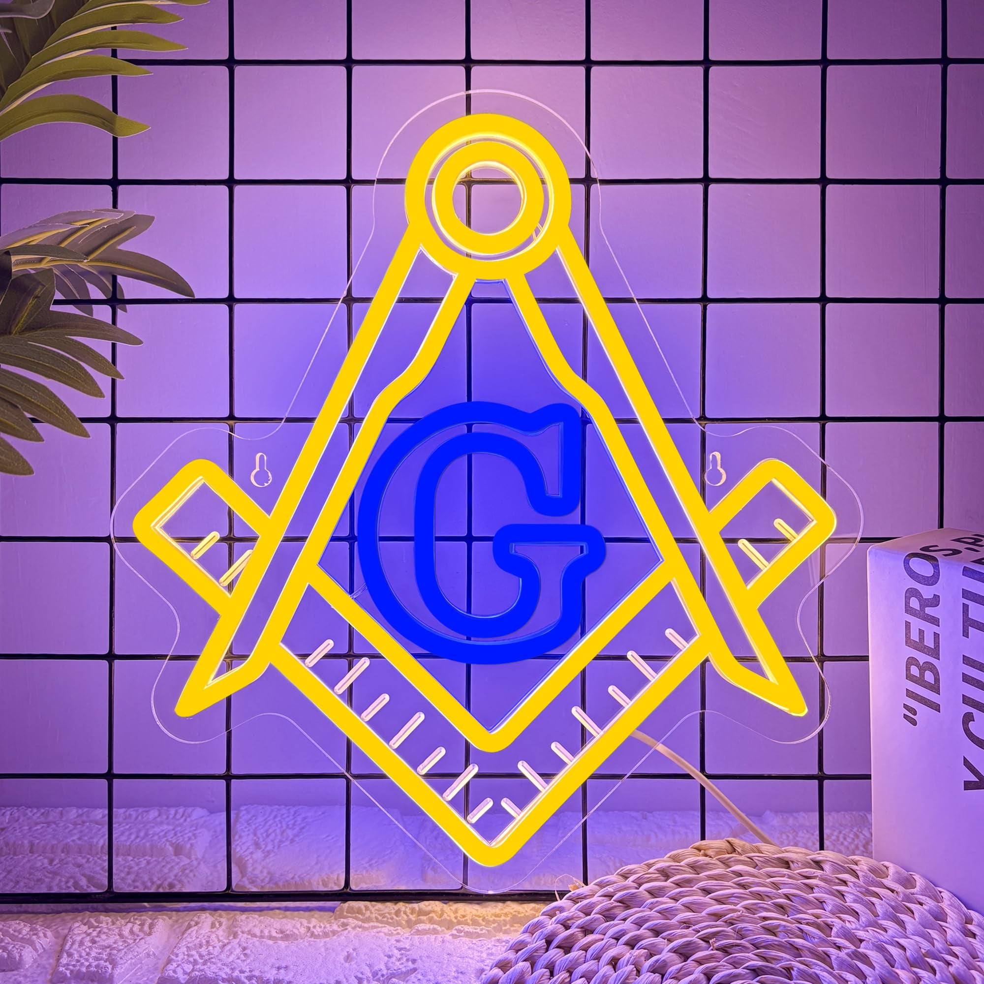 mutank Masonic Sign, USB Powered Dimmable LED Light Symbolic Decor, for ...