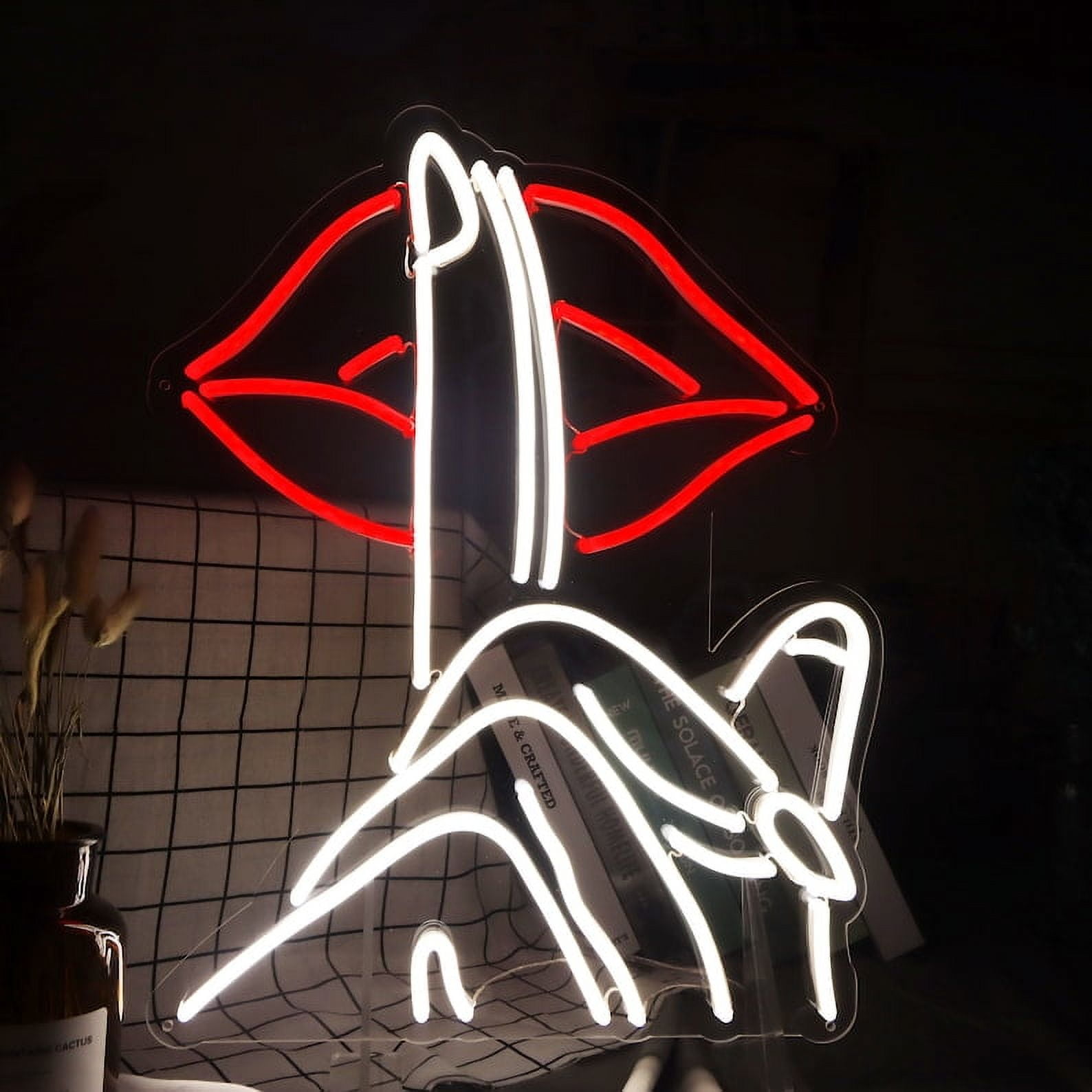 mute sign, custom neon sign, nail salon, beauty neon sign, finger on ...