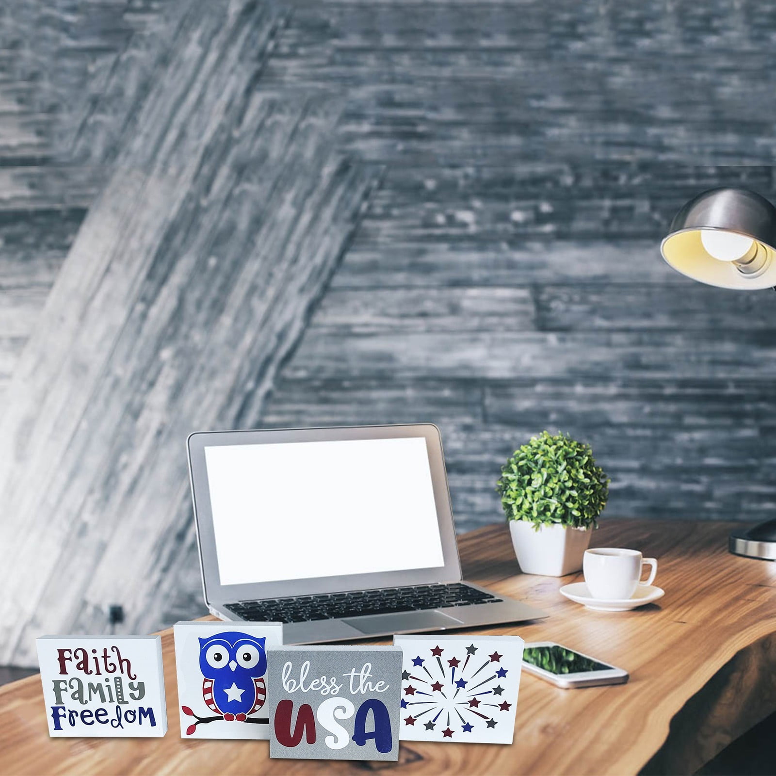 mveomtd 4 Piece 4Th Of July Table Centerpiece Signs Decorations USA ...