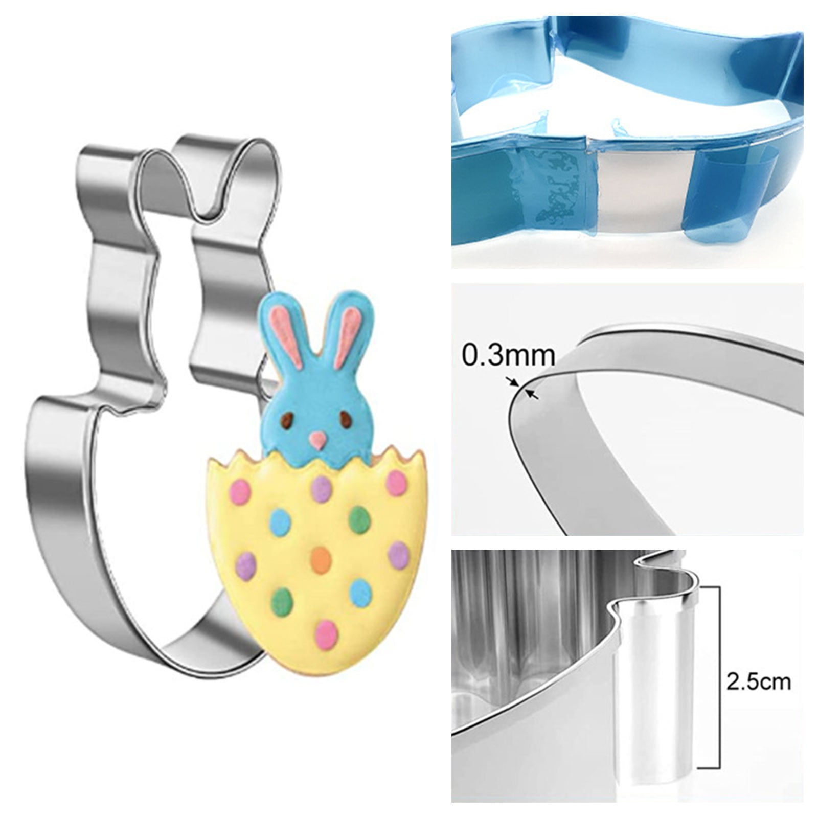 mveomtd Cookie Cutter Set 5 Pices Easter Bunny Cookie Cutter Stainless ...