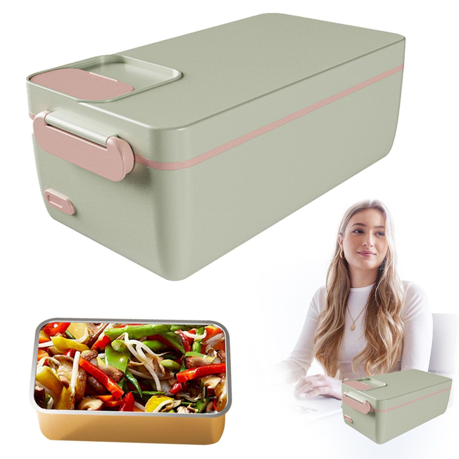 mveomtd Cordless Lunch Box No Water Required Battery Powered Heated ...