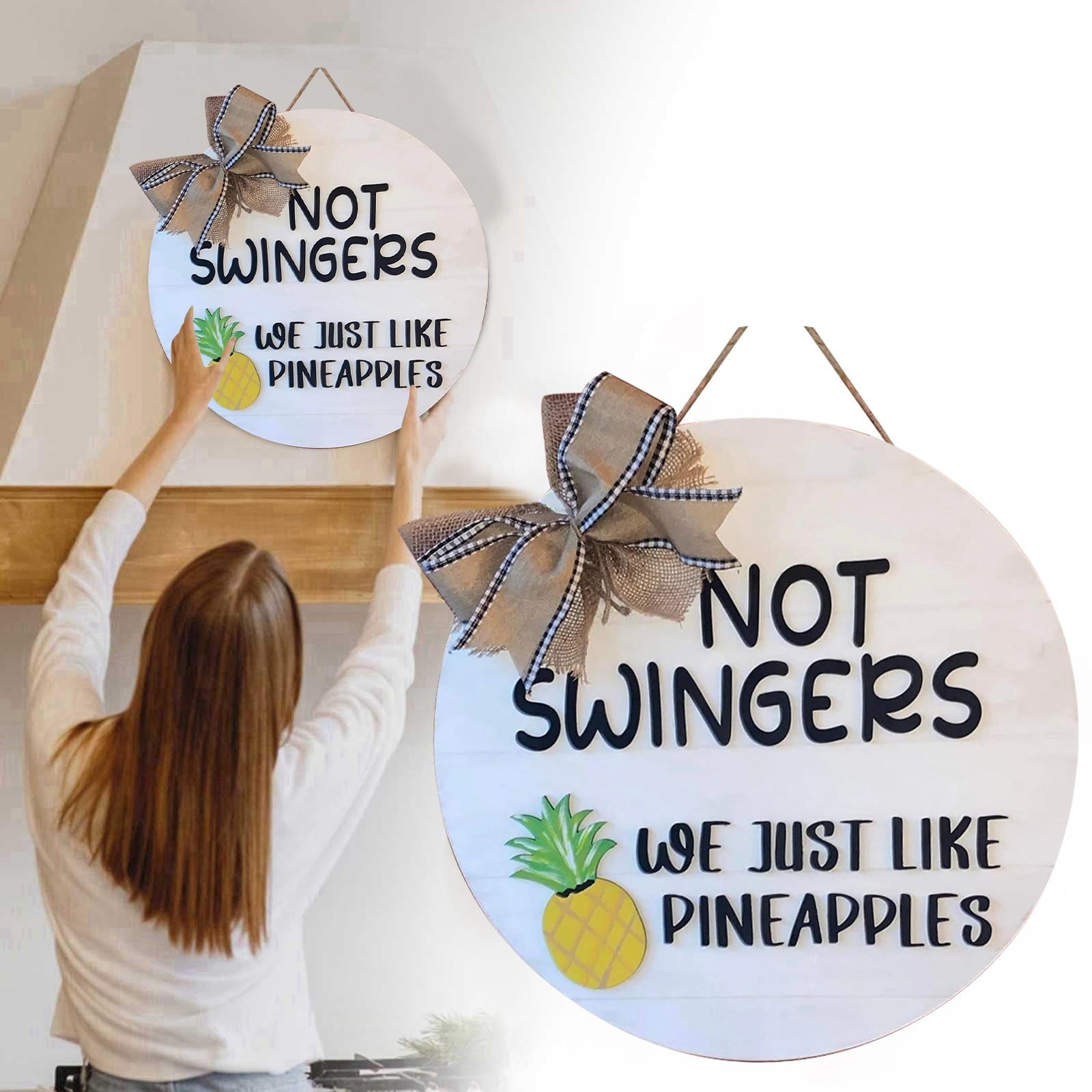 mveomtd Farmhouse Cute Pineapple Door Sign Welcome Wooden Pineapple ...