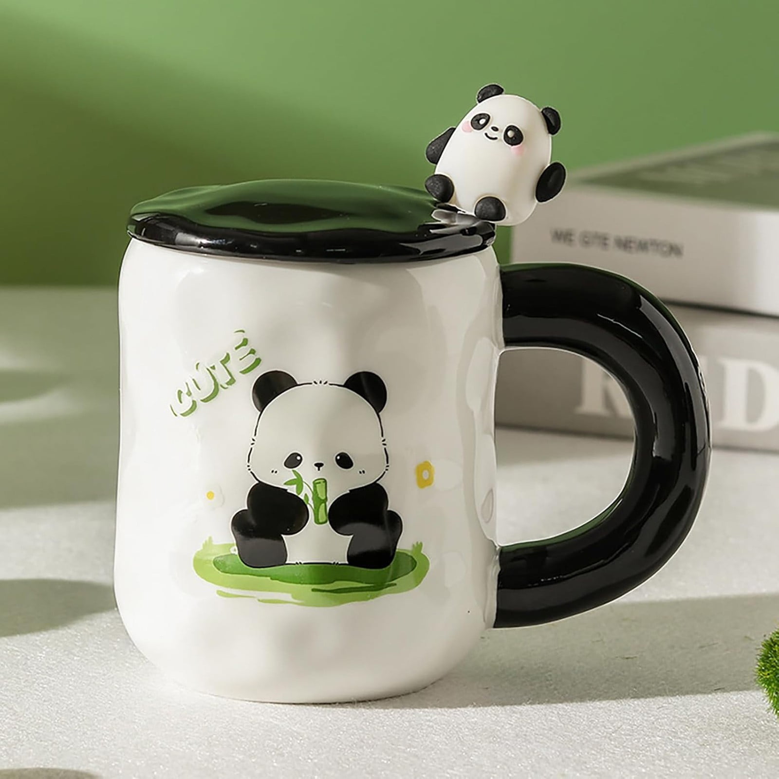 mveomtd Novelty Panda Coffee Mug Gift Set White Ceramic Coffee Cup With ...