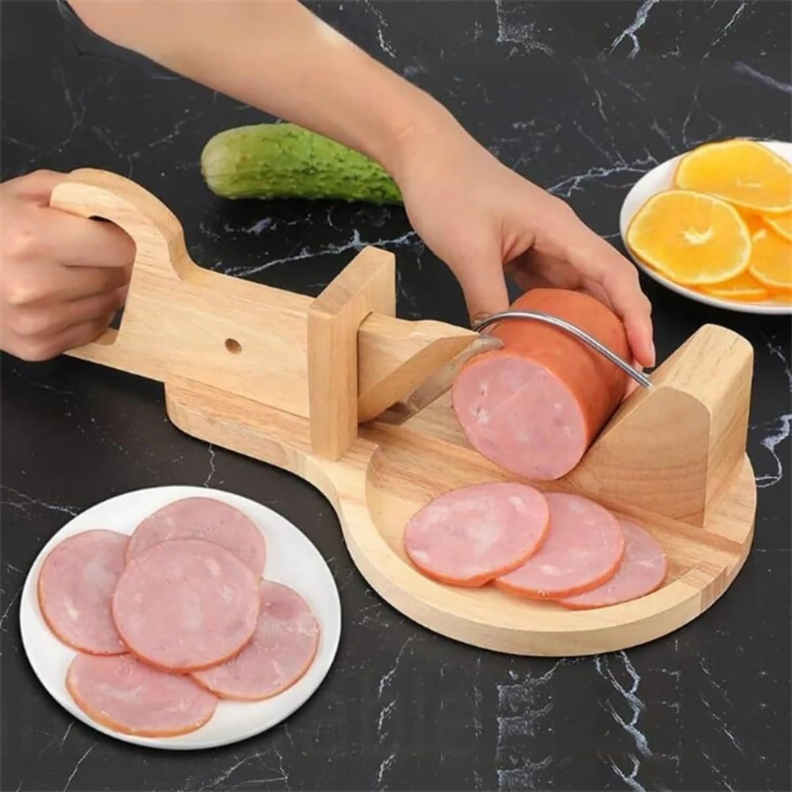 mveomtd Sausage Slicer Manual Wooden Charcuterie Meat Food Vegetable ...