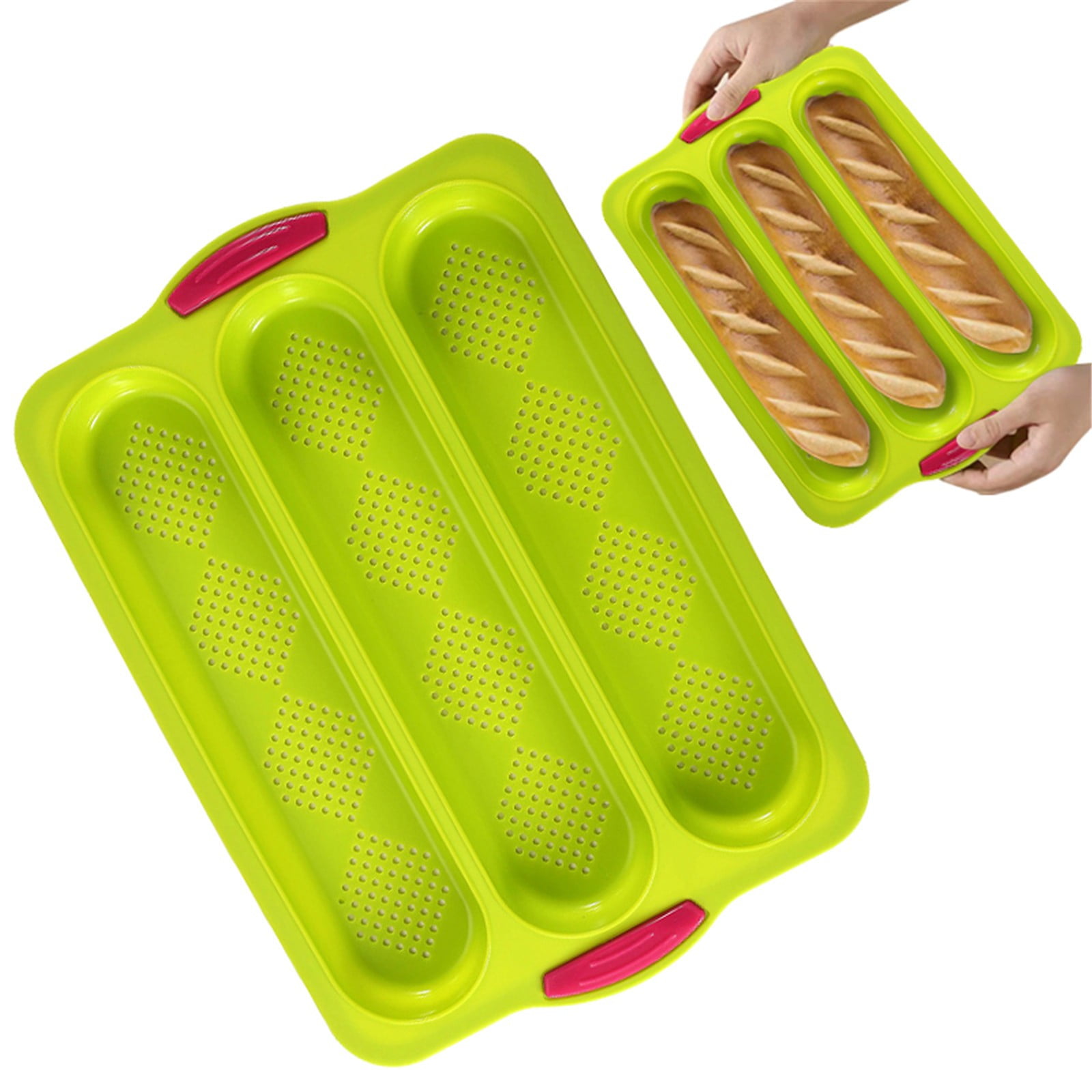 mveomtd Silicone Non Stick French Bread Mould 3 Tray Loaf Pan Bake Non ...