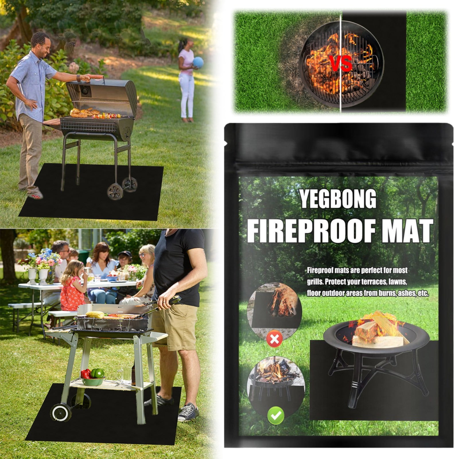 mveomtd Suitable For Outdoor Barbecue Double Fireproof Barbecue Mats ...