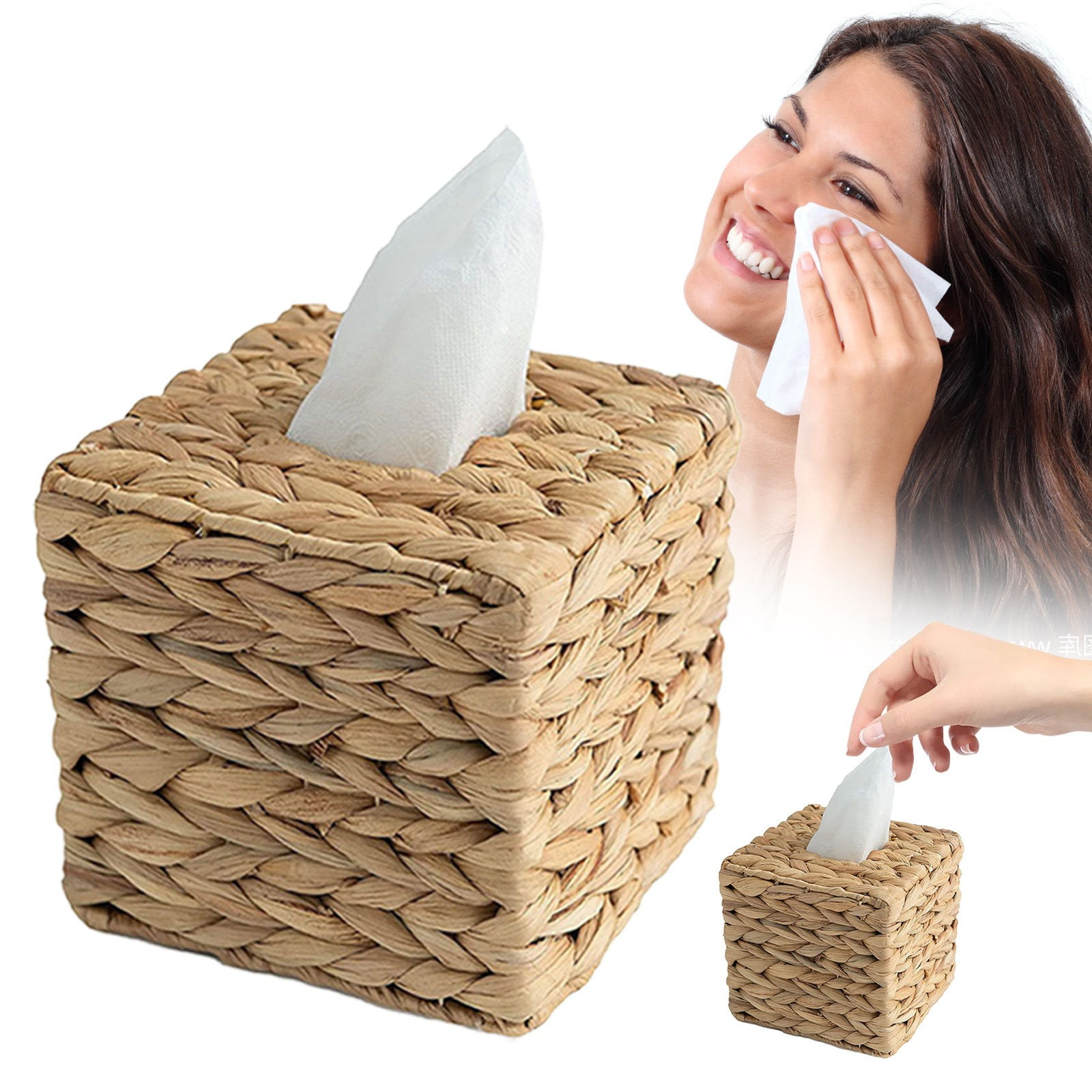 mveomtd Tissue Dispenser Water Hyacinth Handwoven Tissue Box Cover ...