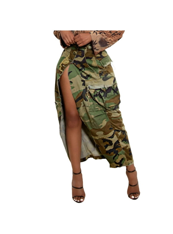 Camo Pleated Mini Skirt