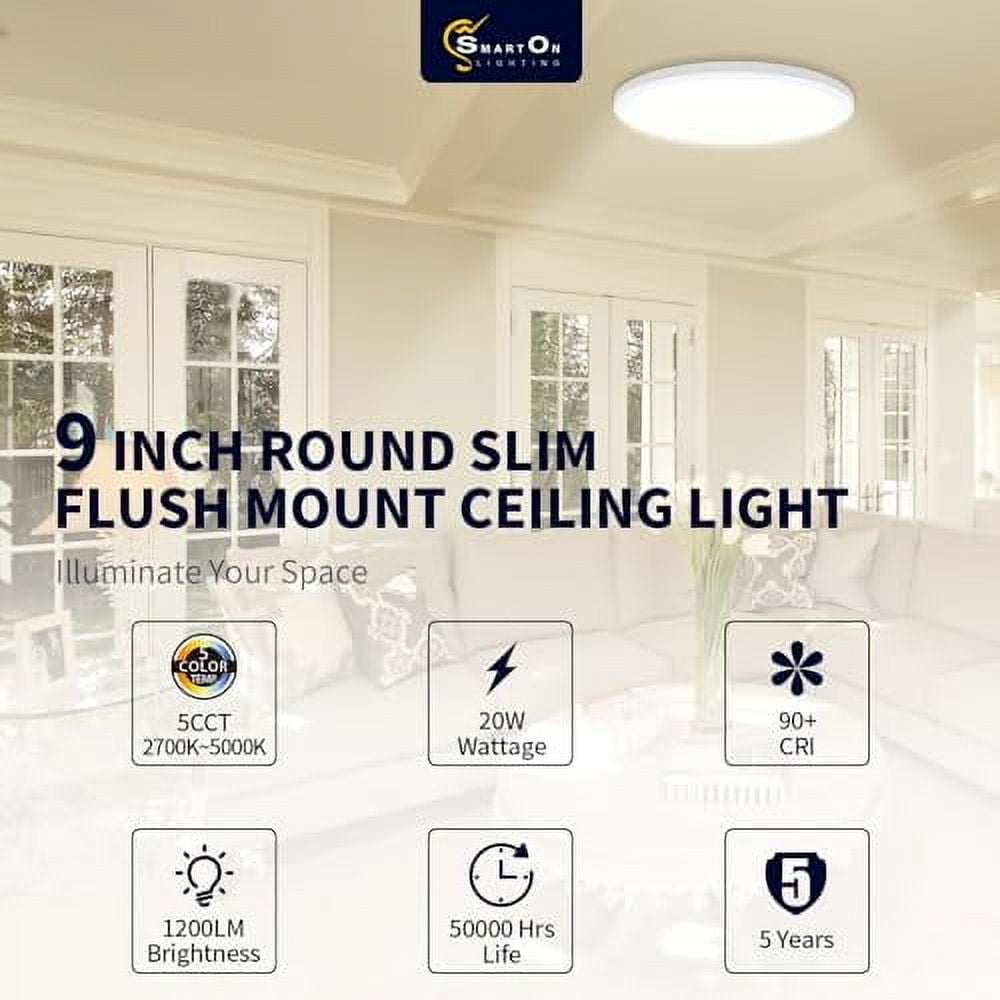 mw 4 Pack 7 Inch Flush Mount Ceiling Light, White, 14W, Dimmable ...