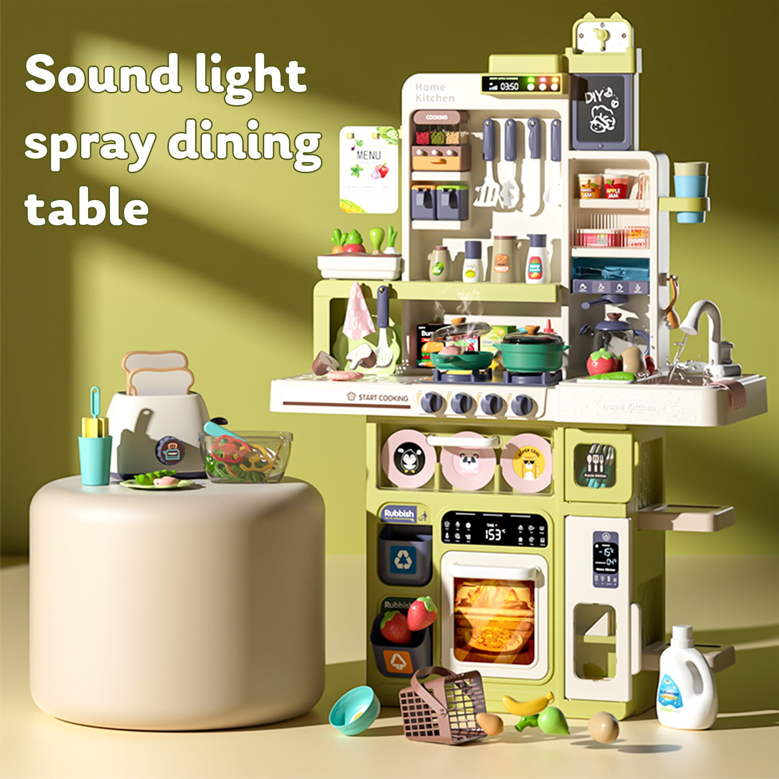 mwptoo 1 Set Children Pretend Play Kitchen Set with Sound Stove, Lights ...