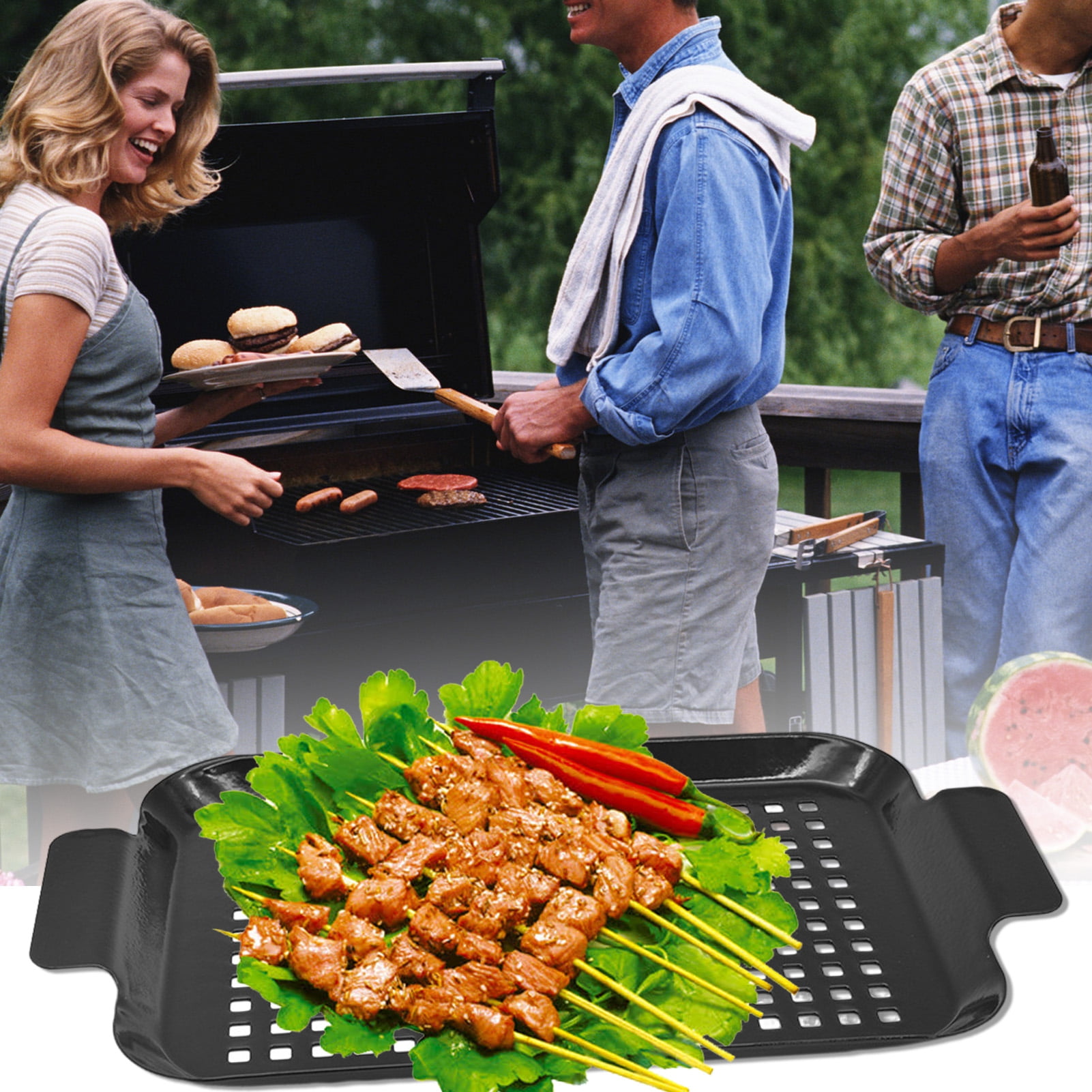 mwptoo 1 Set Grill Pan BBQ Topper Grilling Baskets Baking Pan with ...