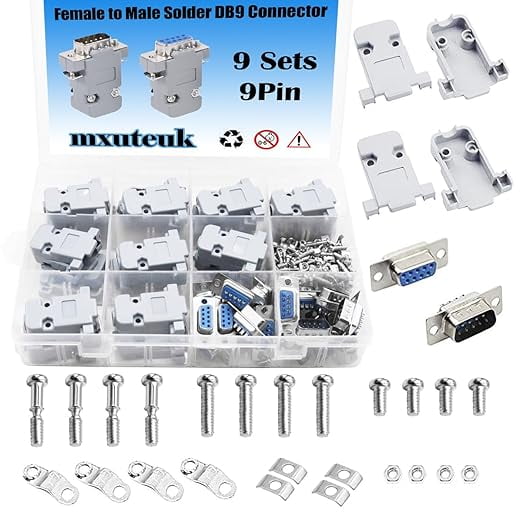 mxuteuk 9 Sets DB9 9 Pin Solder Type Connectors Kit,Female to Male and ...