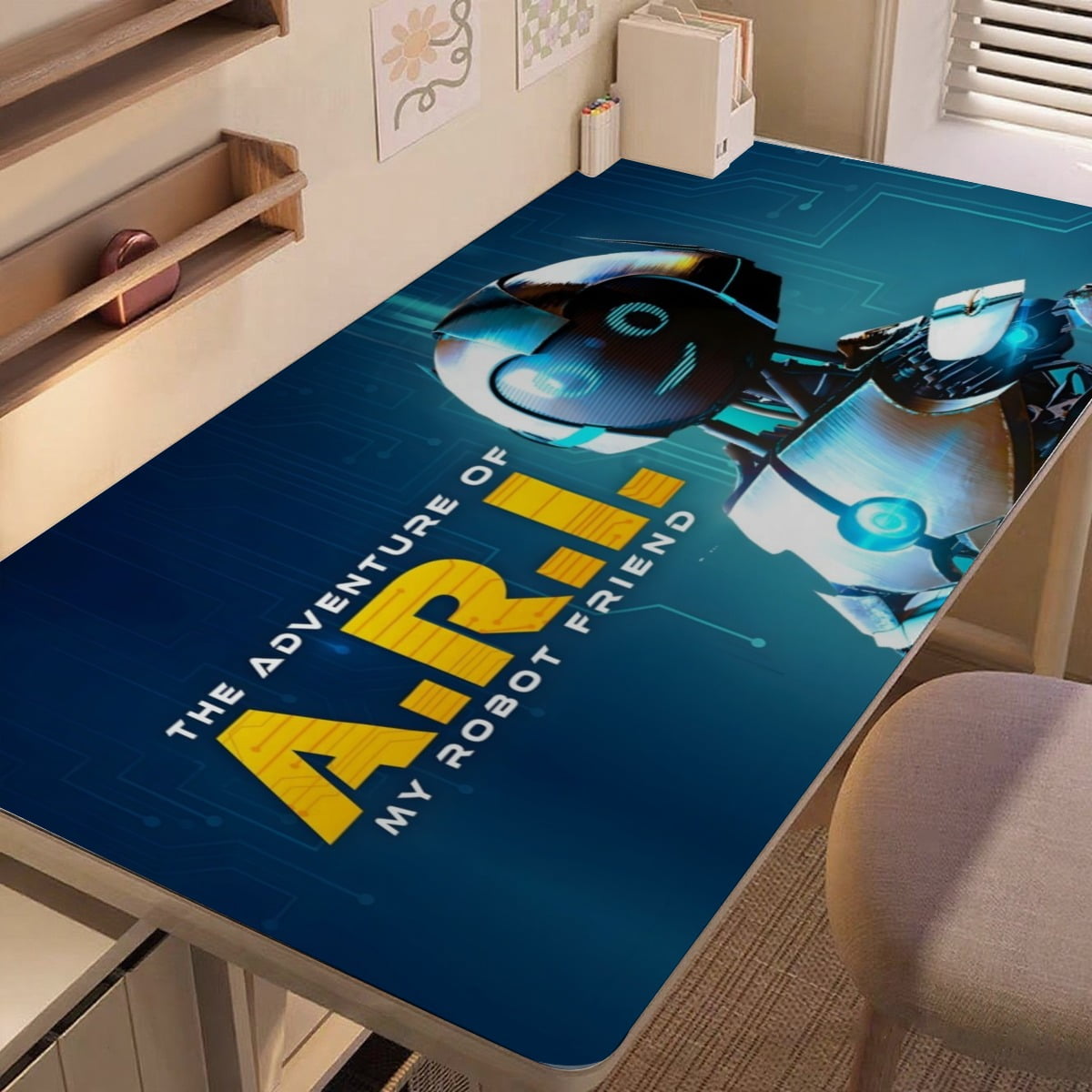 my robot friend-themed extra-large Non-Slip Base leather Desk Table mat ...