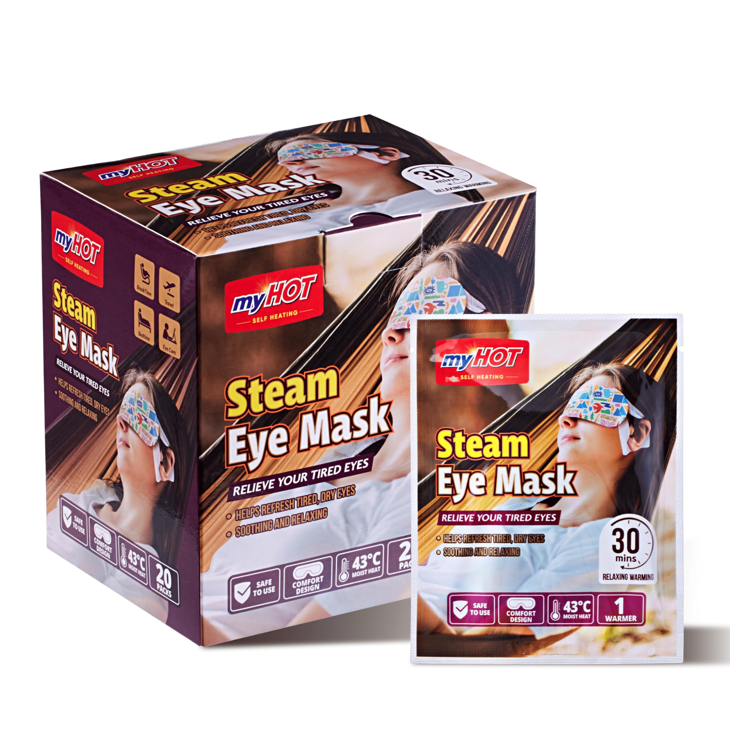 myHOT Steam Eye Mask OIF8 20 Pack - Warm Compress Eye Cover for Relief ...