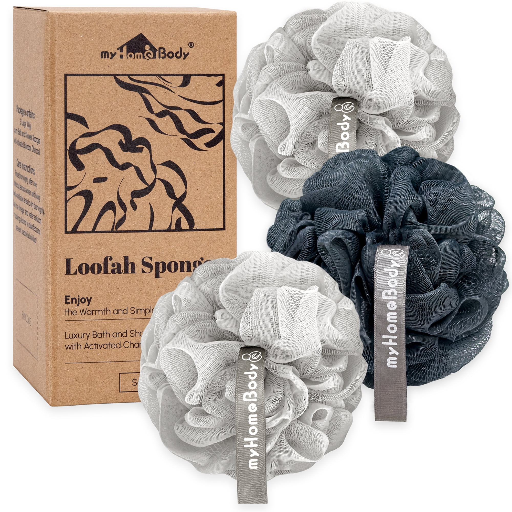 myHomeBody 60g Loofah Sponge, Shower Scrubbie, Mens Loufa Sponge, Bath ...