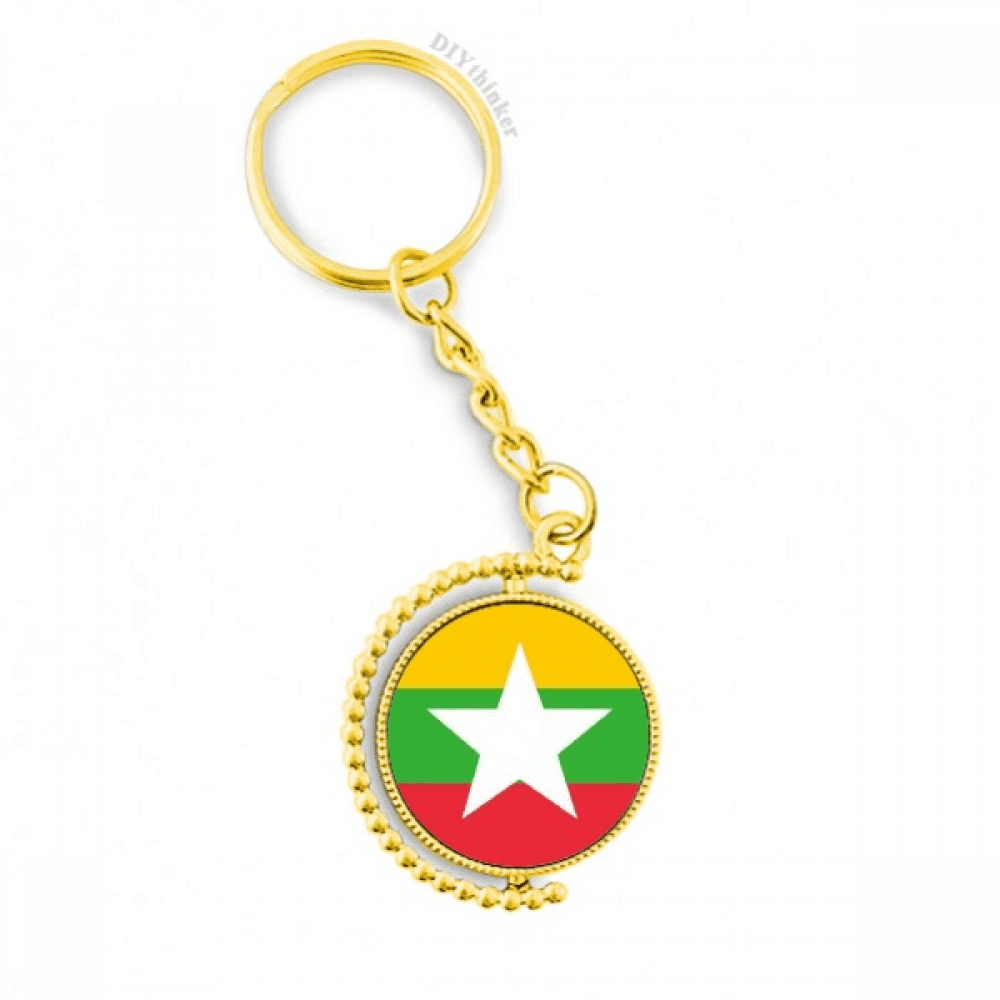 myanmar national flag asia country metal connector key chain accessory ...