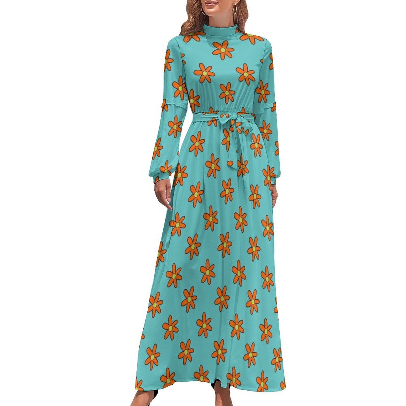 mystery machine flower pattern Long Dress Woman fashion dresses for ...