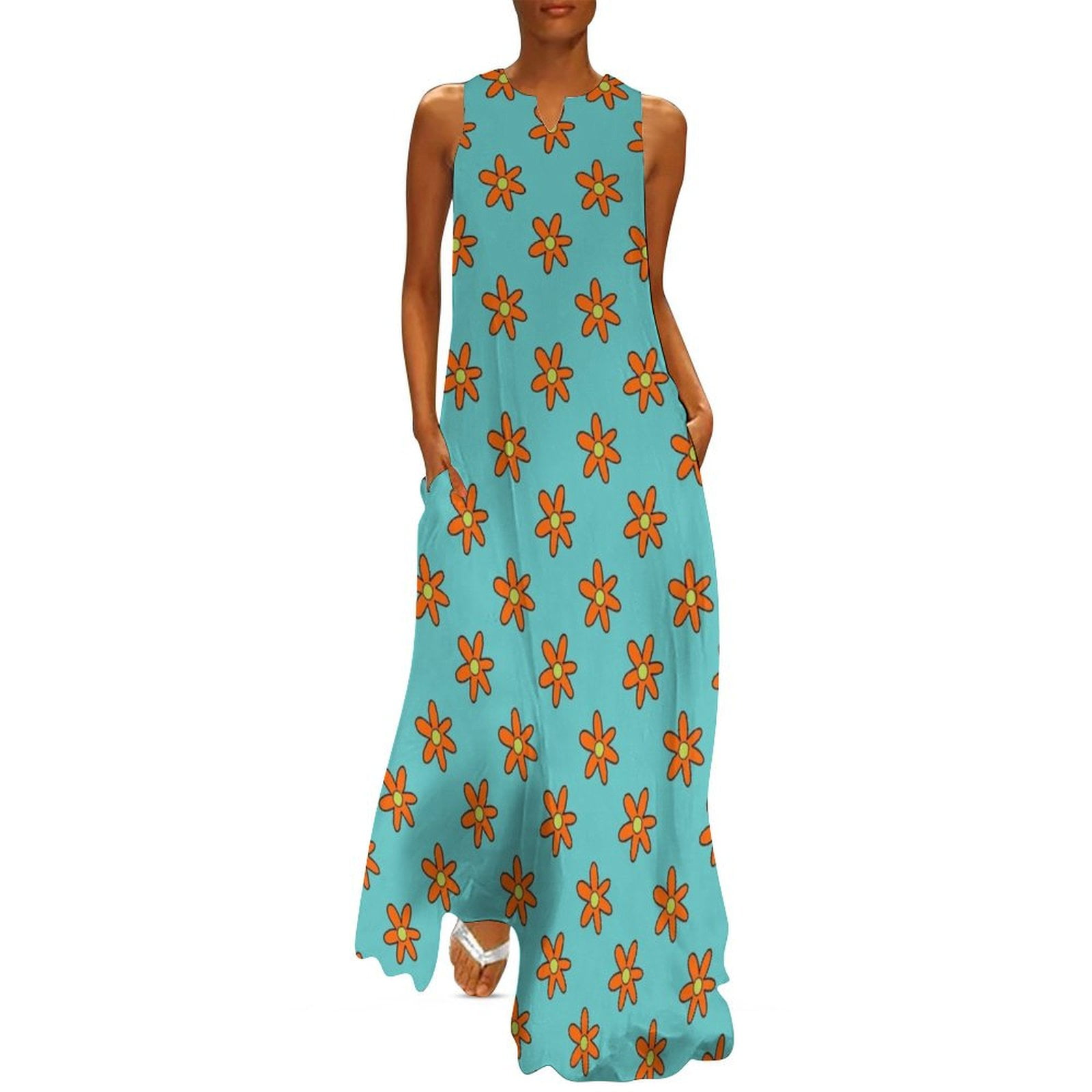mystery machine flower pattern Long Dress chic and elegant woman dress ...