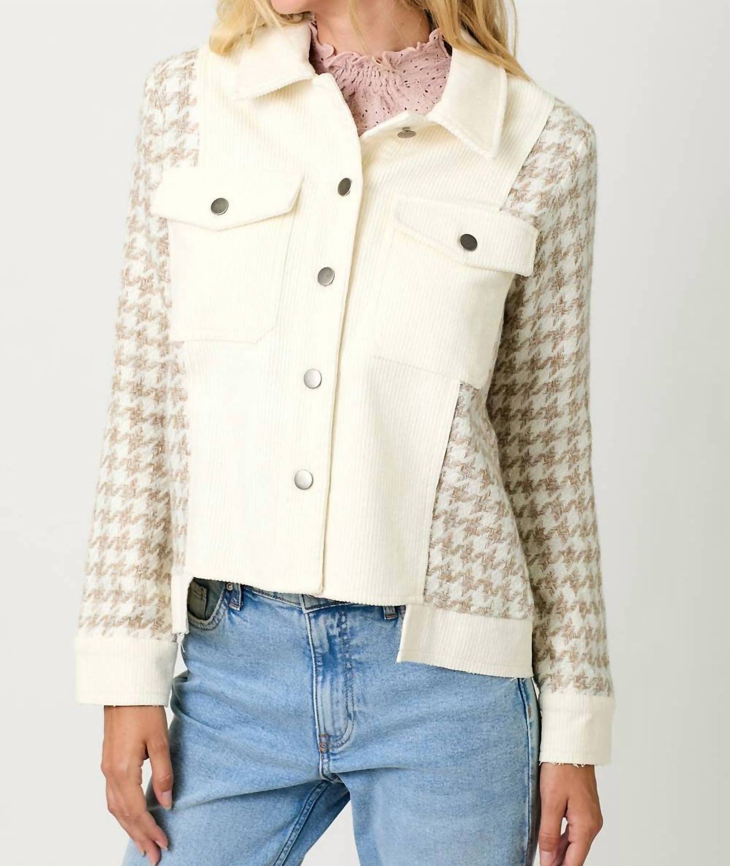 Mystree Houndtooth Corduroy Jacket - Walmart.com
