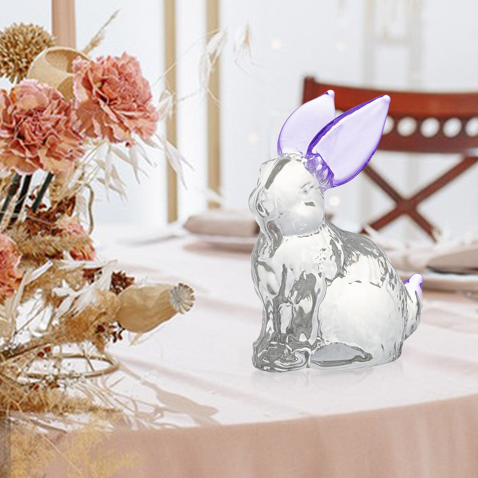 myvepuop 2024 Glass Bunny Ornaments Creative Birthday Gift Glass Animal ...