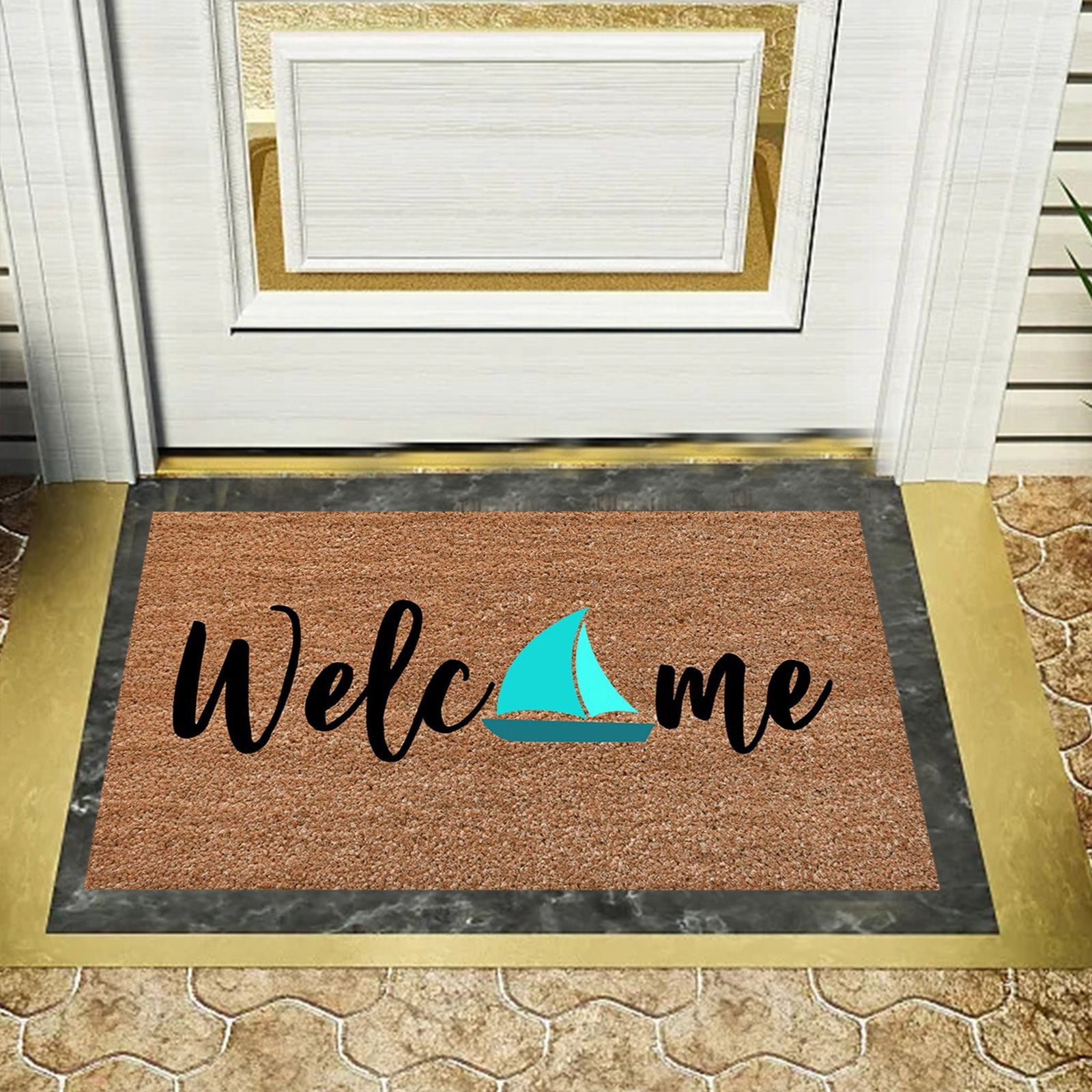 myvepuop 2024 Summer Boat Doormat Beach Doormat Welcome Funny Cute ...