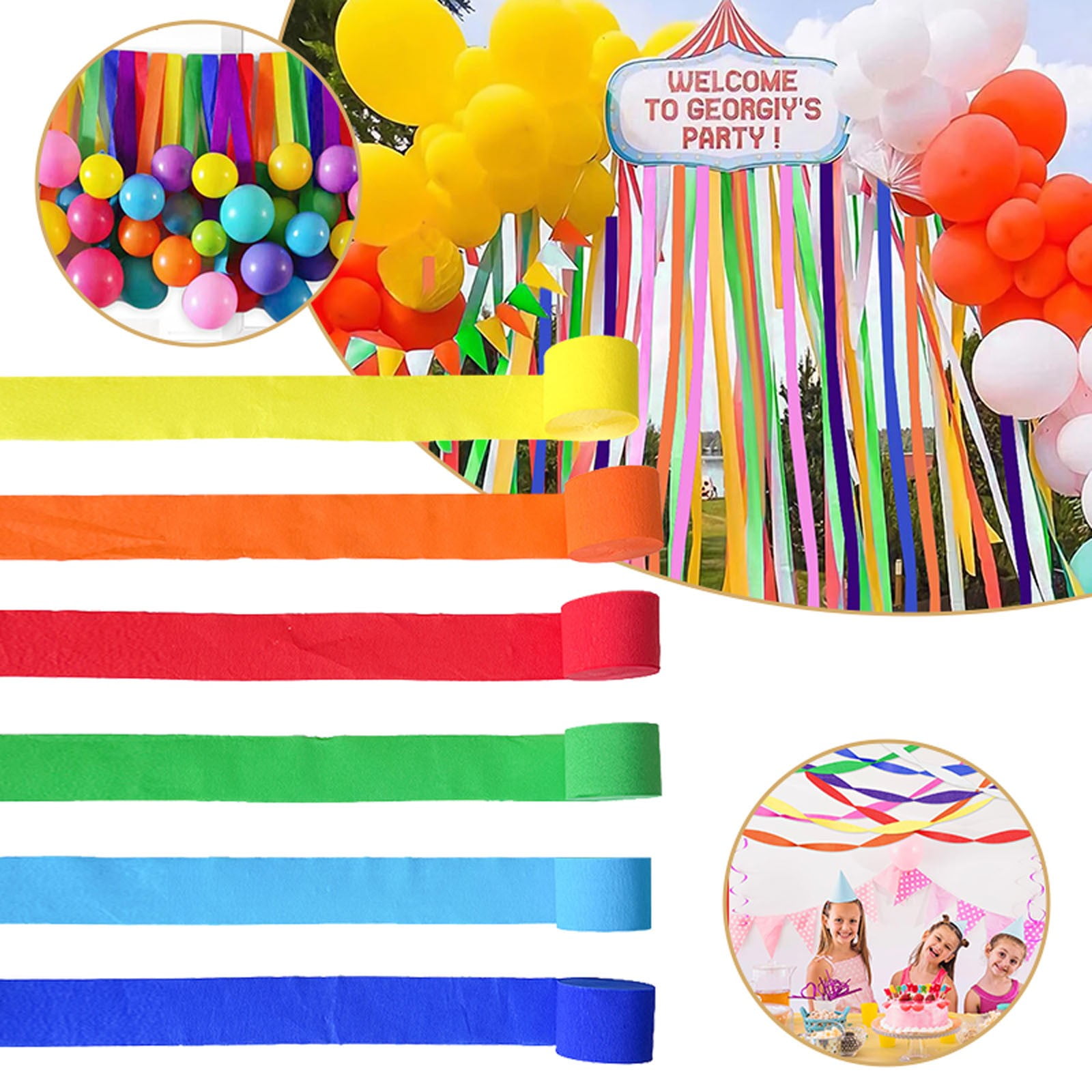 myvepuop Event & Party Crepe Paper Streamers 6 Pack Of Rainbow Assorted ...