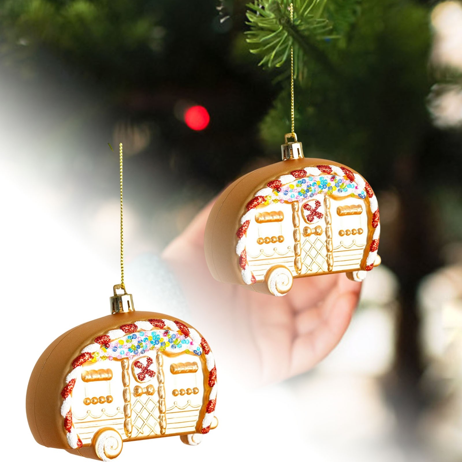 nTRIUQJ 10cm Festive Holiday Hanging Decorations Assortment with ...
