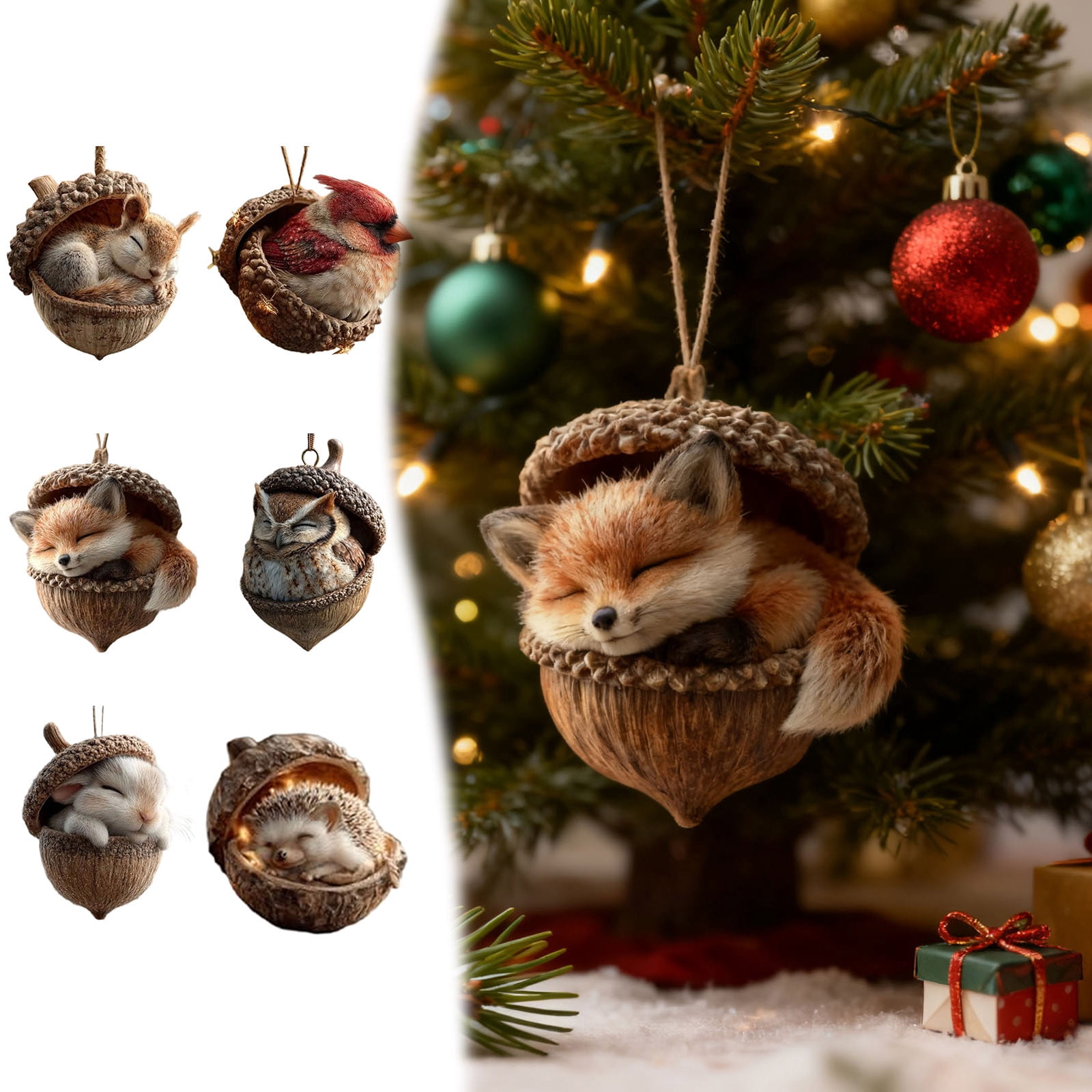 nTRIUQJ Forest Animal Acorn Ornaments – 6pcs Acrylic Cute Forest Animal ...