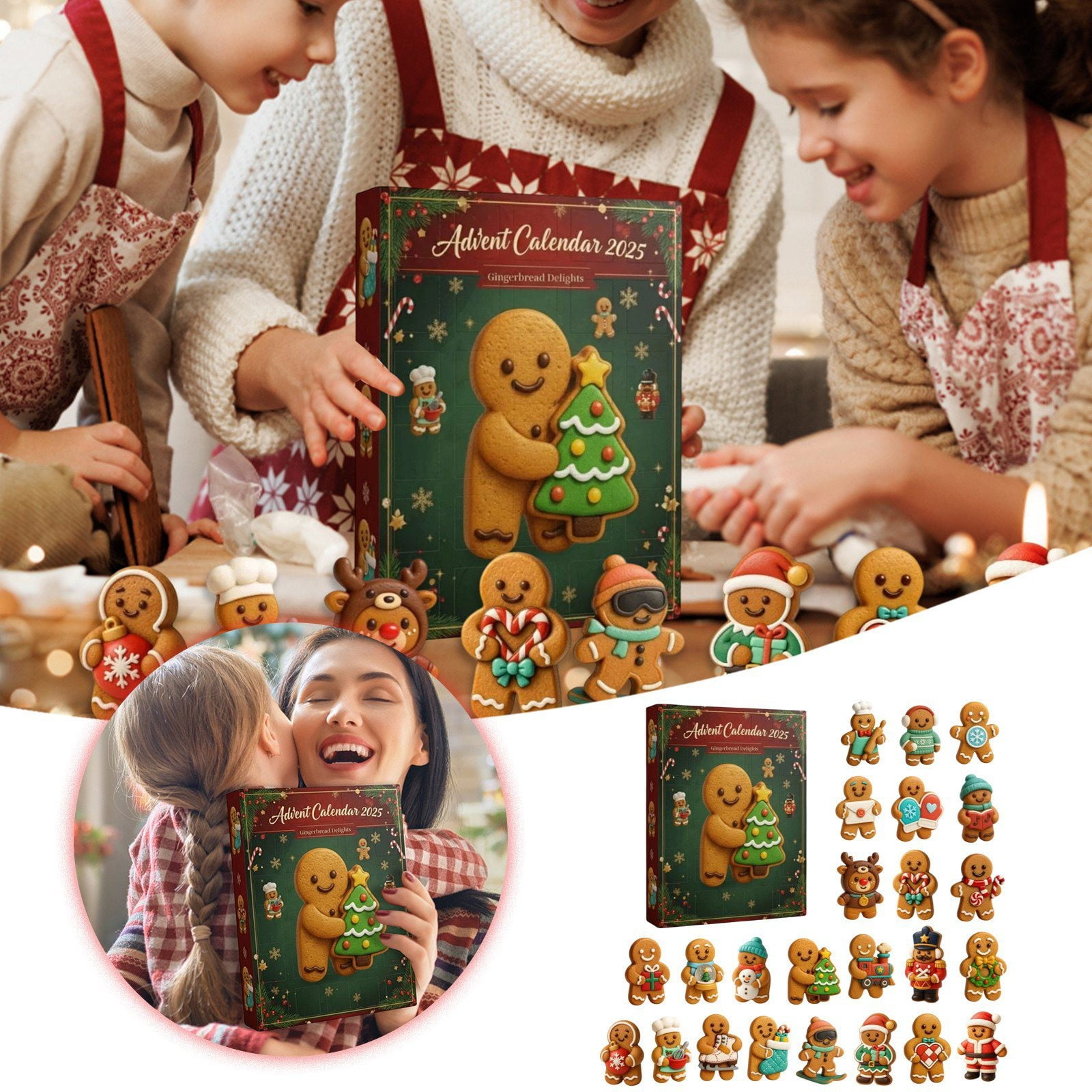 nTRIUQJ Gingerbread Man Advent Calendars 2025, 24 Days Cute Gingerbread ...