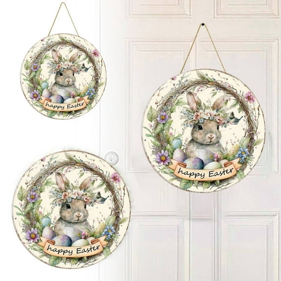 nTRIUQJ Wooden Easter Bunny Welcome Sign for Spring Home and Garden ...