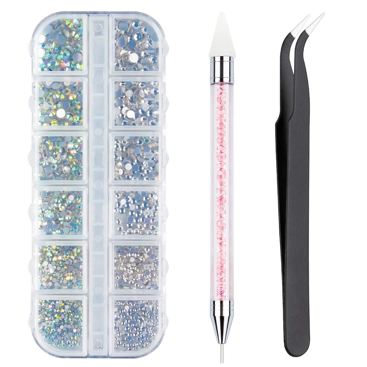nail art rhinestones decorations, with pick up tweezer and rhinestone ...