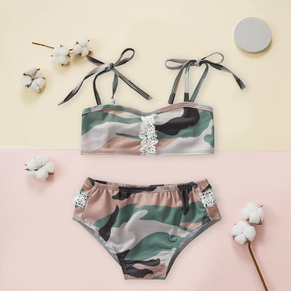naisibaby Baby Girls Swimsuit 2 Pieces Set Summer Kids Printed Swimwear ...