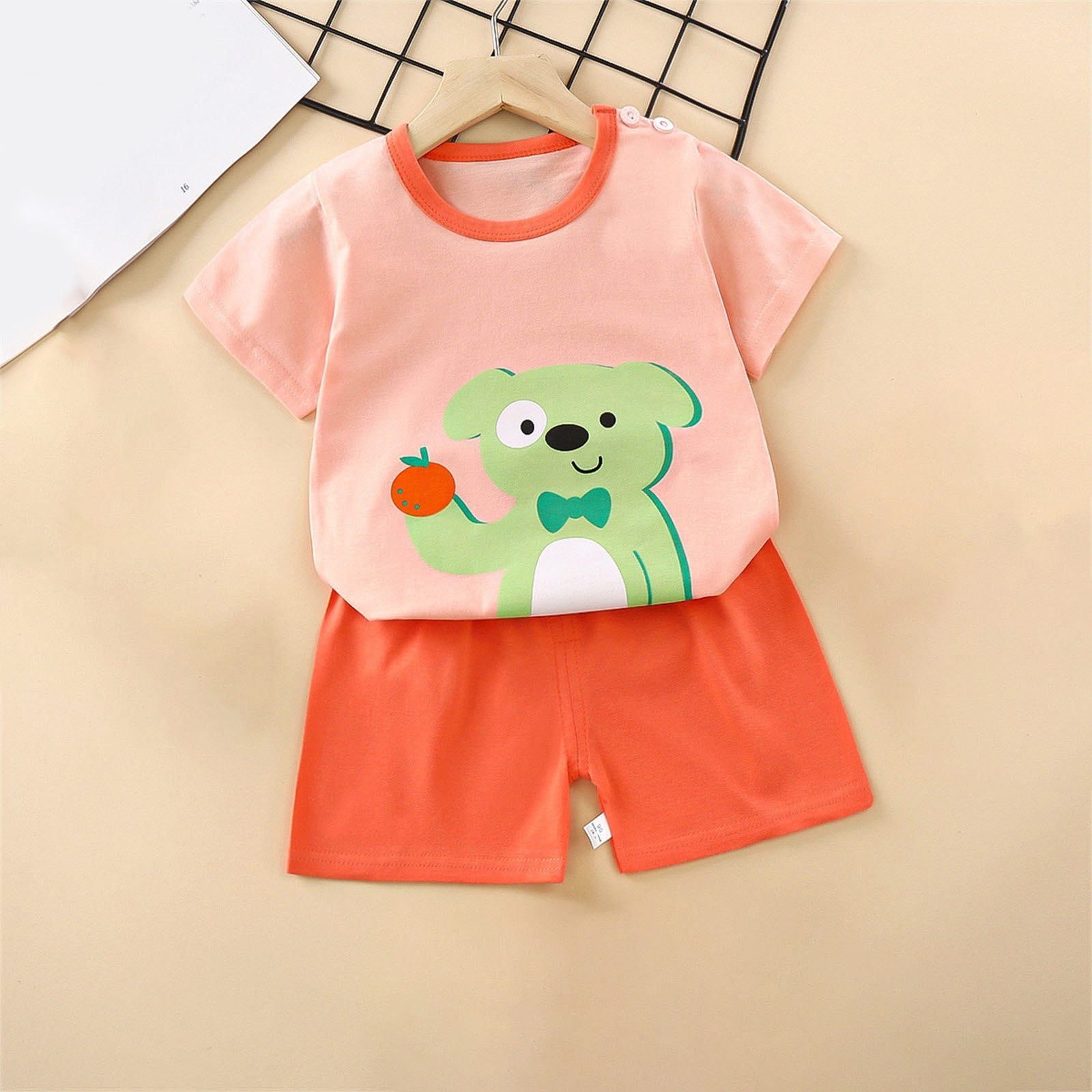 NAISIBABY Casual Printed Short Sleeve Cotton Shorts Suit (Toddler ...