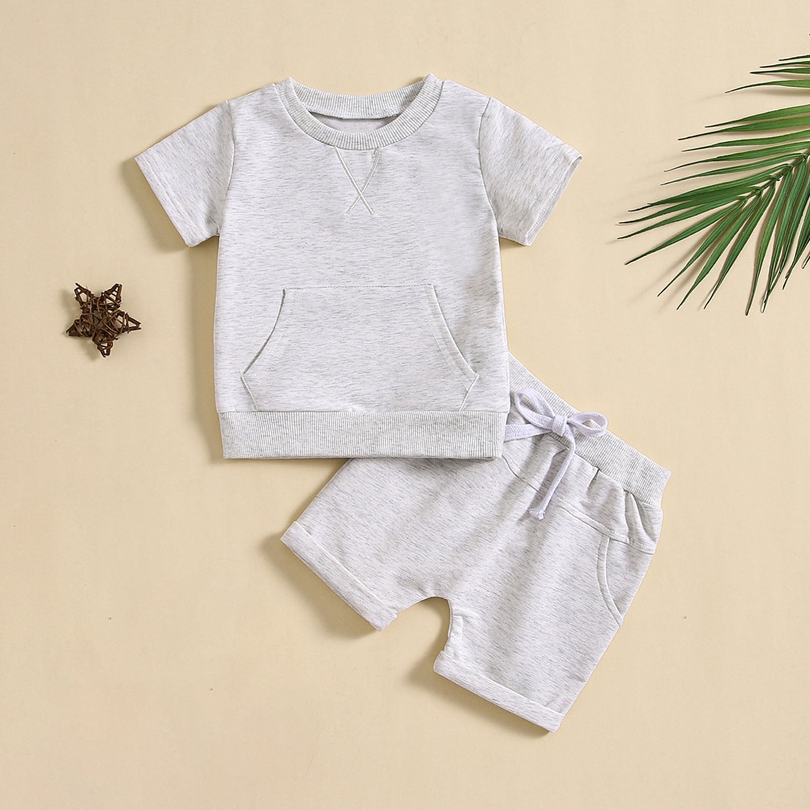 naisibaby Toddler Kids Boys Girls Cute Solid Color Outfits, Pocket Top ...