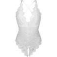 Nalla Womens One Piece Teddy Plunging Lace Bodysuit Elegant Honeymoon