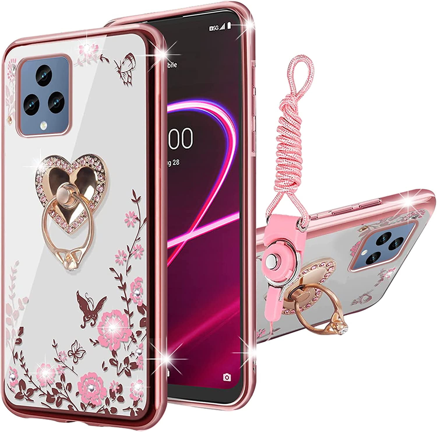 nancheng Case for T-Mobile Revvl 6 5G Luxury Cute Glitter Soft TPU ...