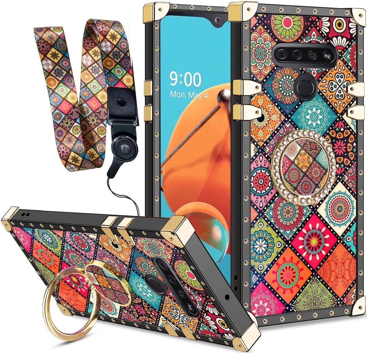 nancheng for LG K51 Case with Ring Stand Girls Women Retro Flower ...