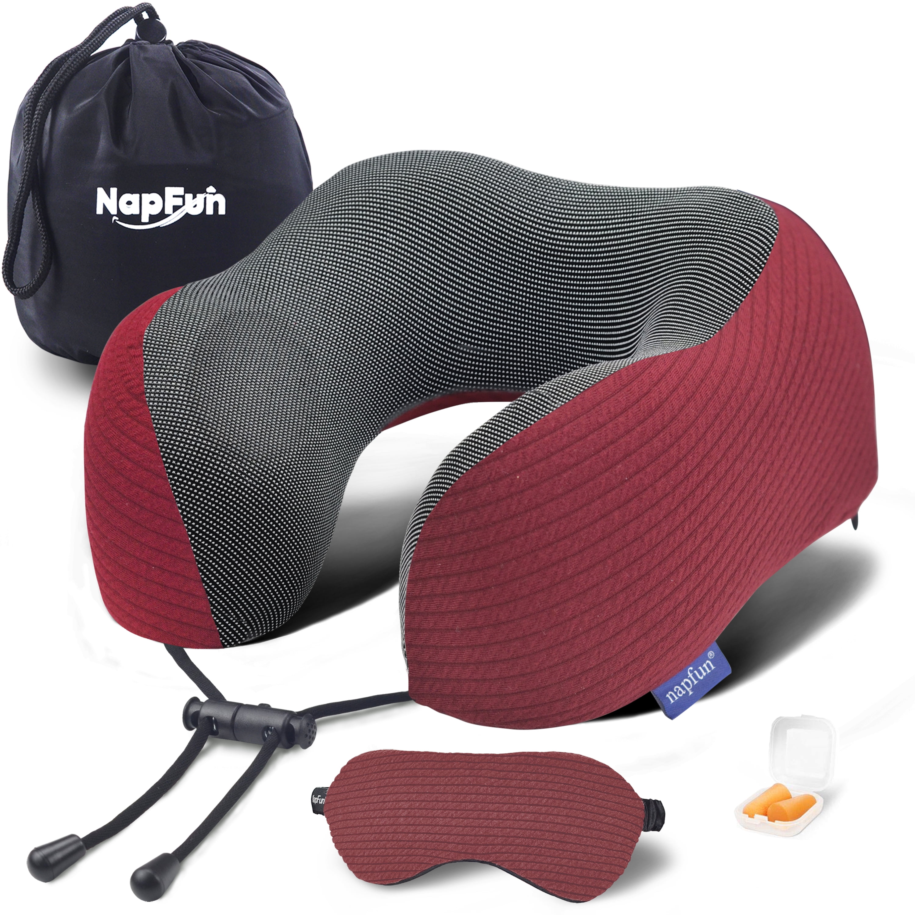 napfun Memory Foam Travel Pillow, Airplane Neck Support, Plane ...