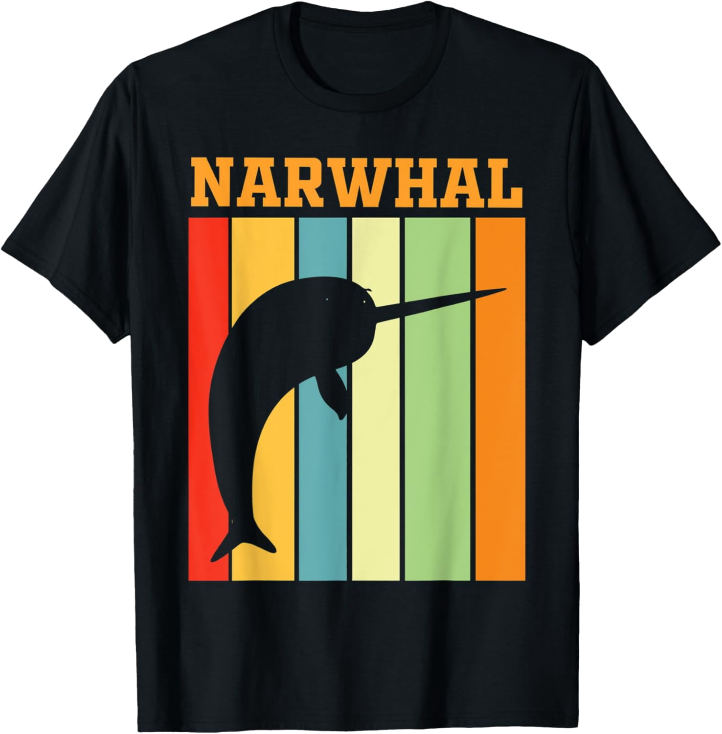 narwhal Shadow silhouette in Retro Colors T-Shirt men and women can ...