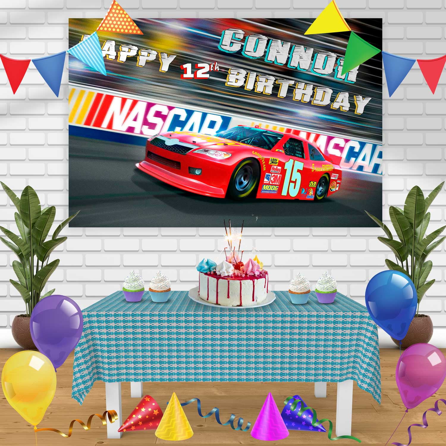 nascar Birthday Banner Personalized Party Backdrop Decoration 60 x 44 ...