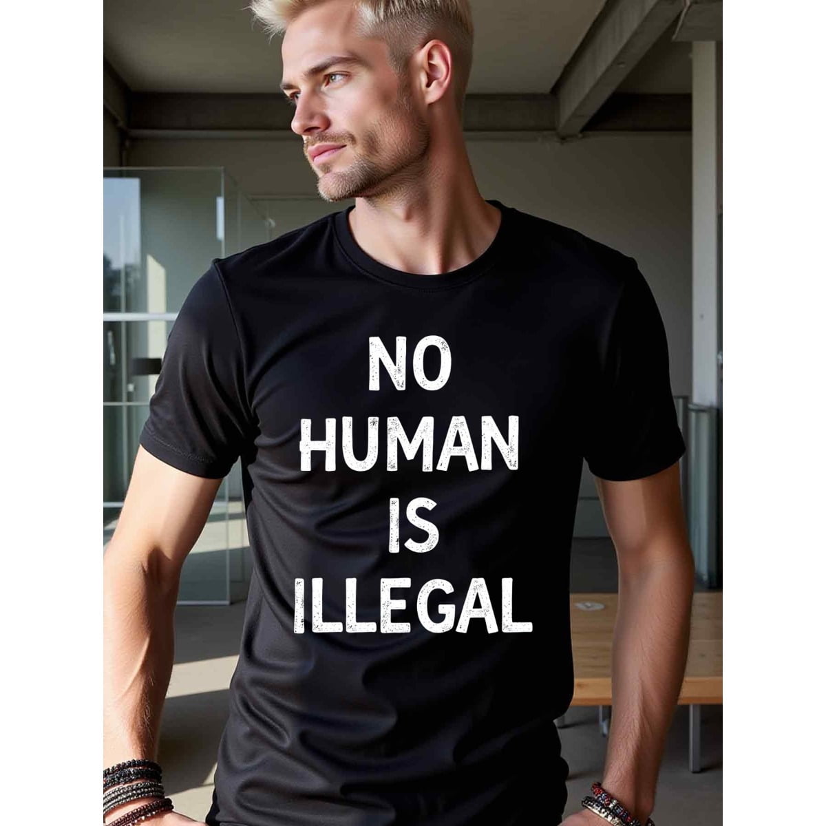 natee Supporters' Slogans, Supporters of immigrant rights NO HUMAN IS ILLEGAL, Men's T-Shirt,100 ...